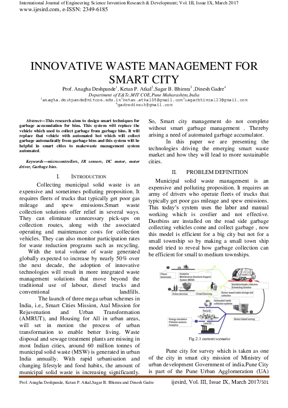 (PDF) Innovative Waste Management for Smart City