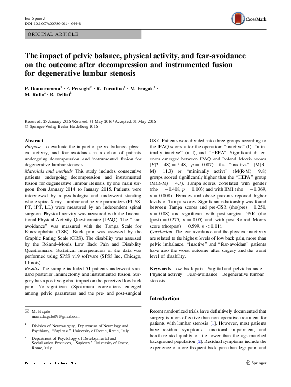(PDF) The impact of pelvic balance, physical activity, and fear ...