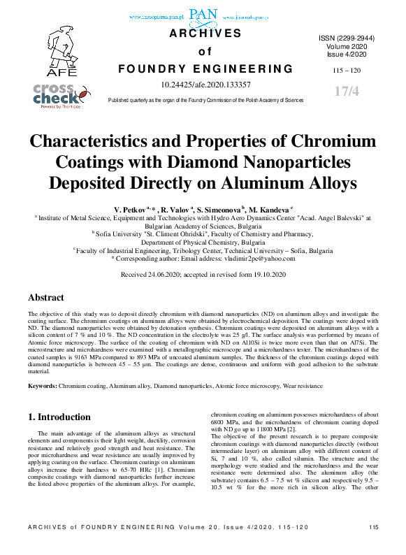 (PDF) Characteristics and Properties of Chromium Coatings with Diamond ...