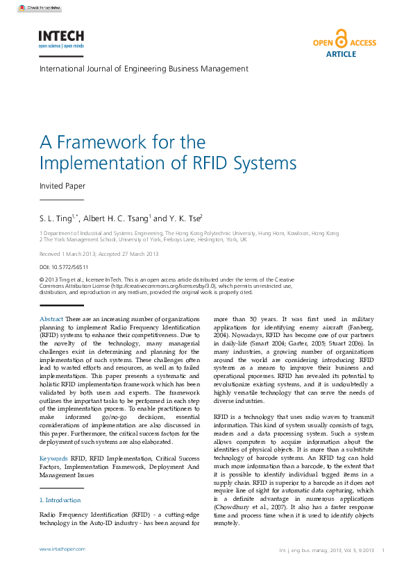 (PDF) A Framework for the Implementation of RFID Systems