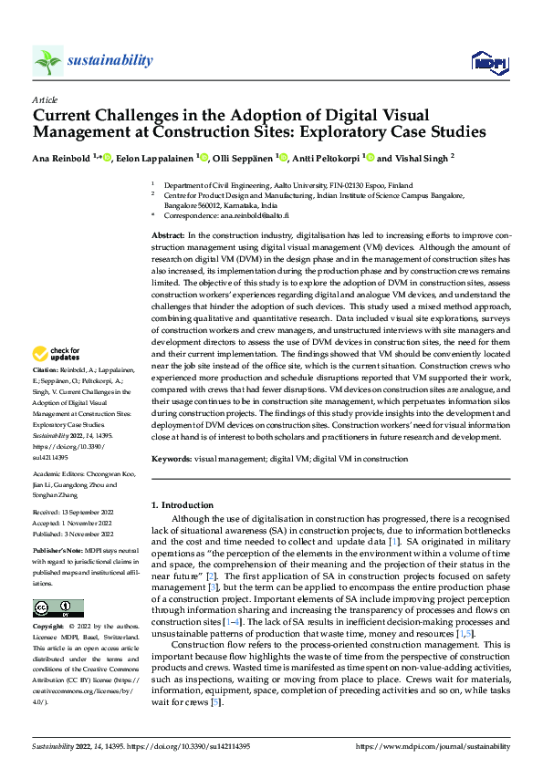 (PDF) Current Challenges in the Adoption of Digital Visual Management ...