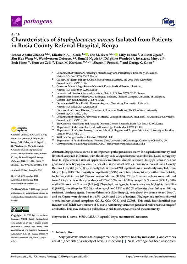 (PDF) Characteristics of Staphylococcus aureus Isolated from Patients ...
