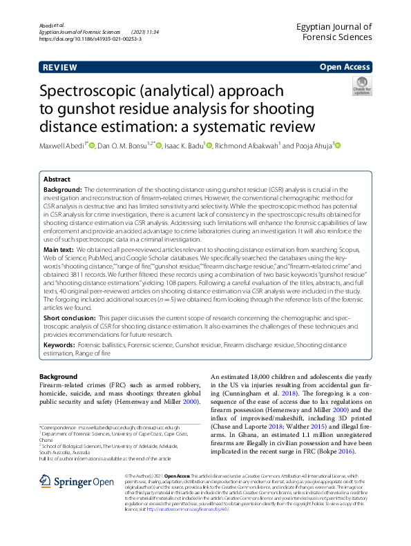 (PDF) Spectroscopic (analytical) approach to gunshot residue analysis ...