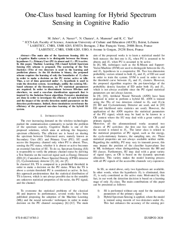 (PDF) One-Class based learning for Hybrid Spectrum Sensing in Cognitive Radio