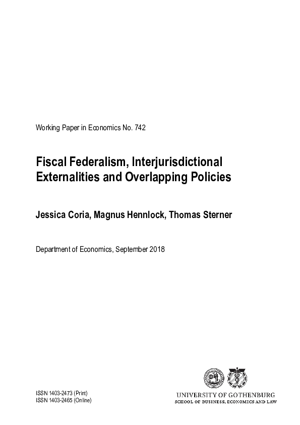(PDF) Fiscal Federalism, Interjurisdictional Externalities and ...