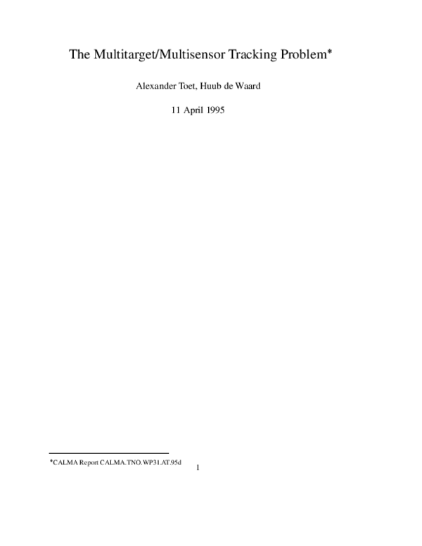 Pdf The Multitargetmultisensor Tracking Problem