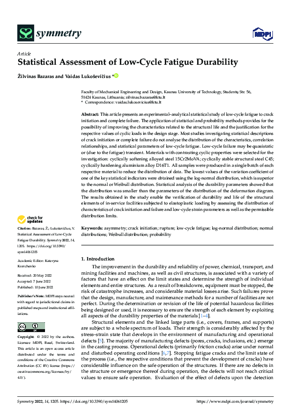 (PDF) Statistical Assessment of Low-Cycle Fatigue Durability