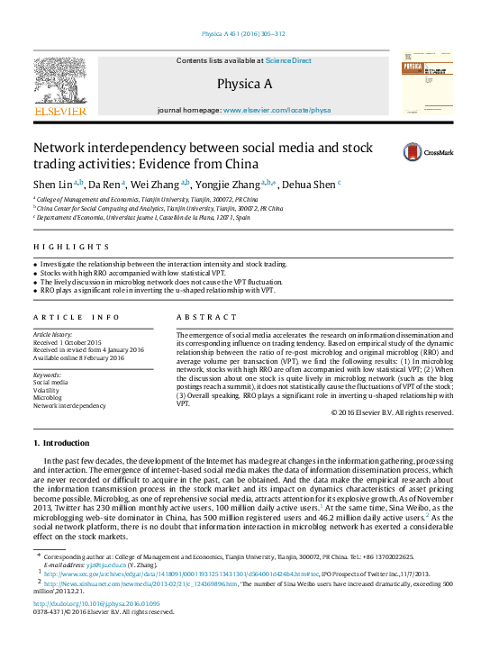 (PDF) Network interdependency between social media and stock trading activities: Evidence from China