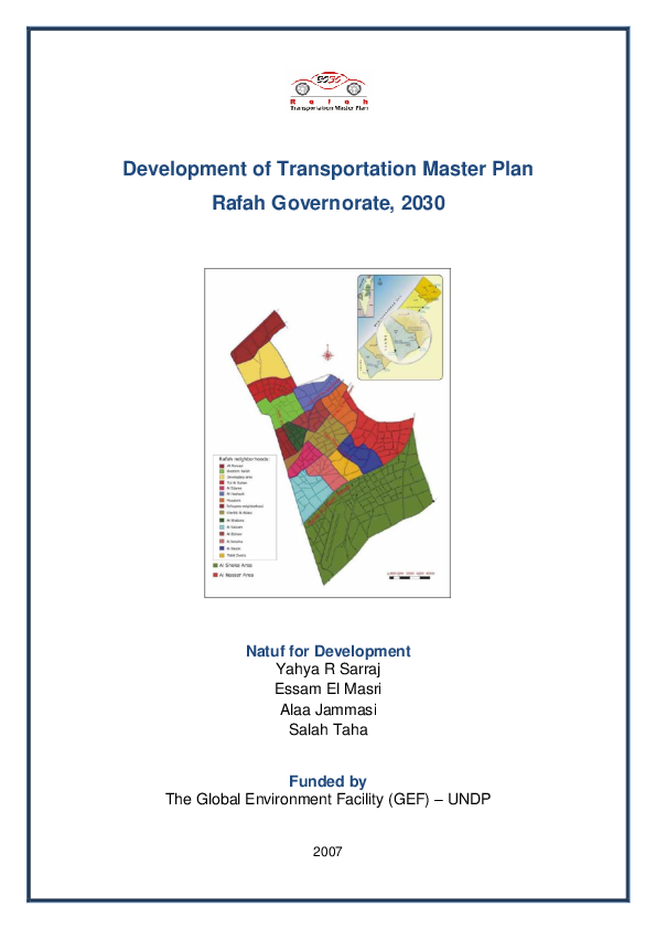 (PDF) Development of Transportation Master Plan Rafah Governorate, 2030