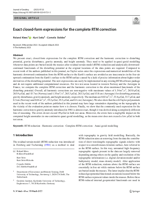 (PDF) Exact closed-form expressions for the complete RTM correction