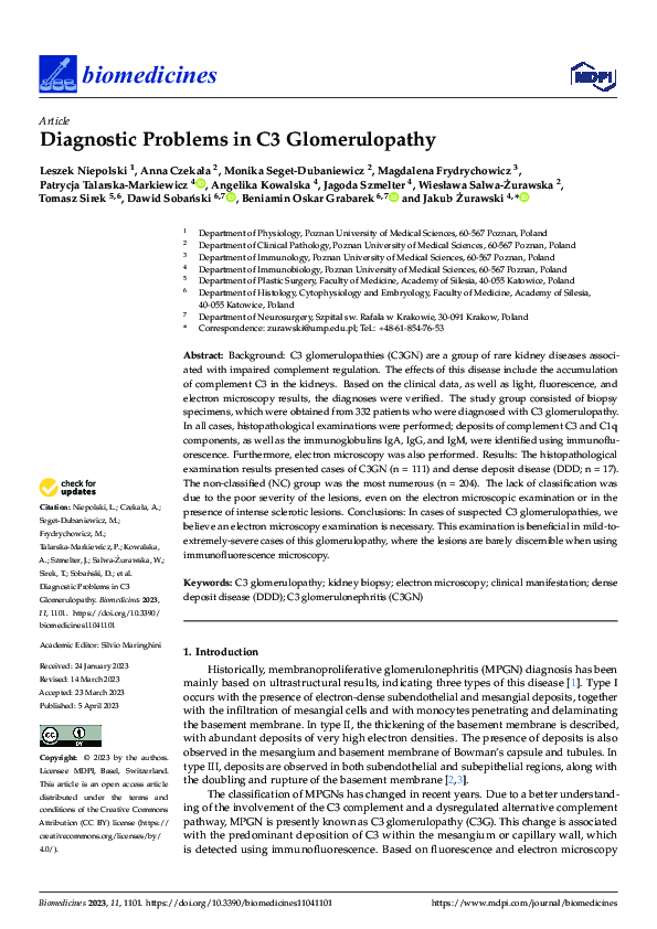 (PDF) Diagnostic Problems in C3 Glomerulopathy