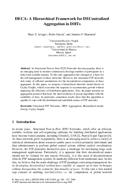 (PDF) DECA: A Hierarchical Framework for DECentralized Aggregation in DHTs
