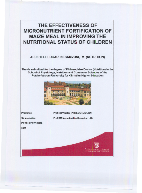 (PDF) The effectiveness of micronutrient fortification of maize meal in ...