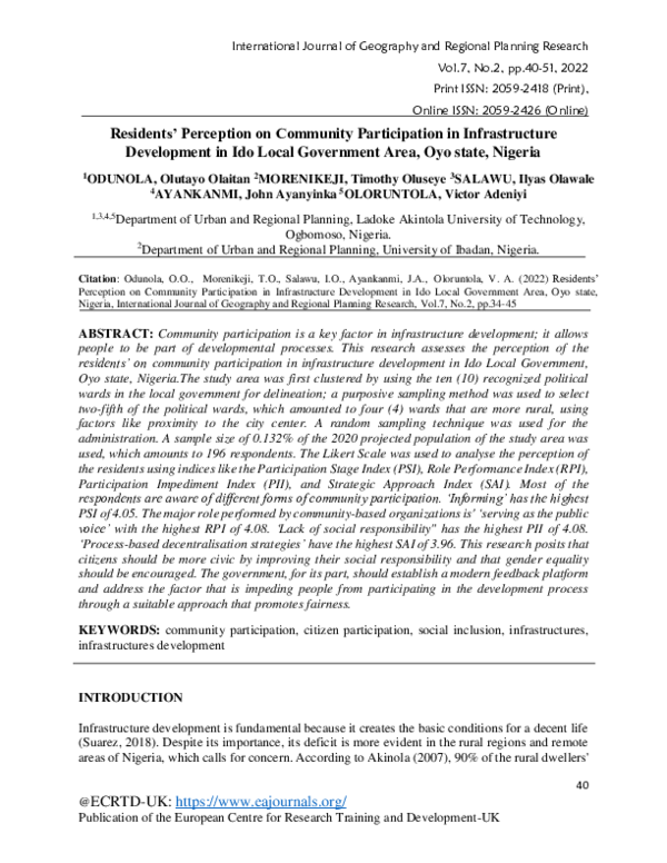 (PDF) Residents' Perception on Community Participation in ...