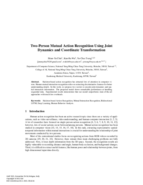 (PDF) Two-Person Mutual Action Recognition Using Joint Dynamics and Coordinate Transformation