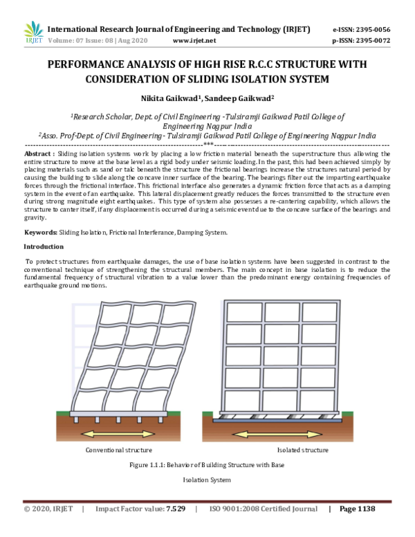 (PDF) Performance Analysis of High Rise R.C.C Structure with Consideration of Sliding Isolation ...