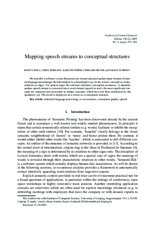 (PDF) Mapping speech streams to conceptual structures
