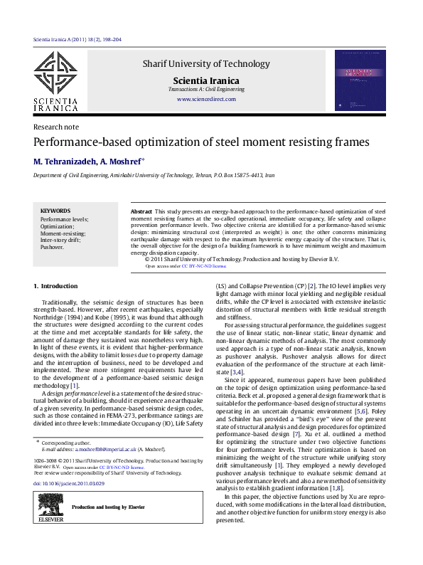 (PDF) Performance-based optimization of steel moment resisting frames