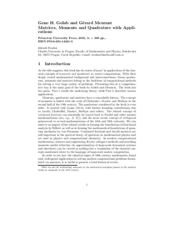 (PDF) Gene H. Golub and Gérard Meurant: Matrices, Moments and ...