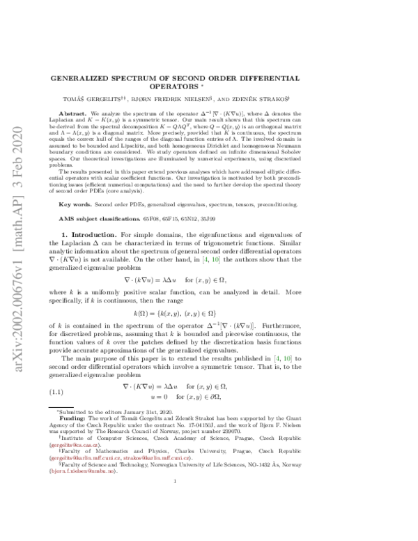 Pdf Generalized Spectrum Of Second Order Differential Operators