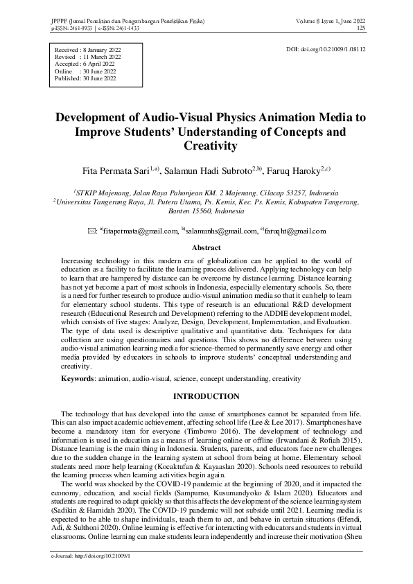 (PDF) Development of Audio-Visual Physics Animation Media to Improve Students’ Understanding of ...