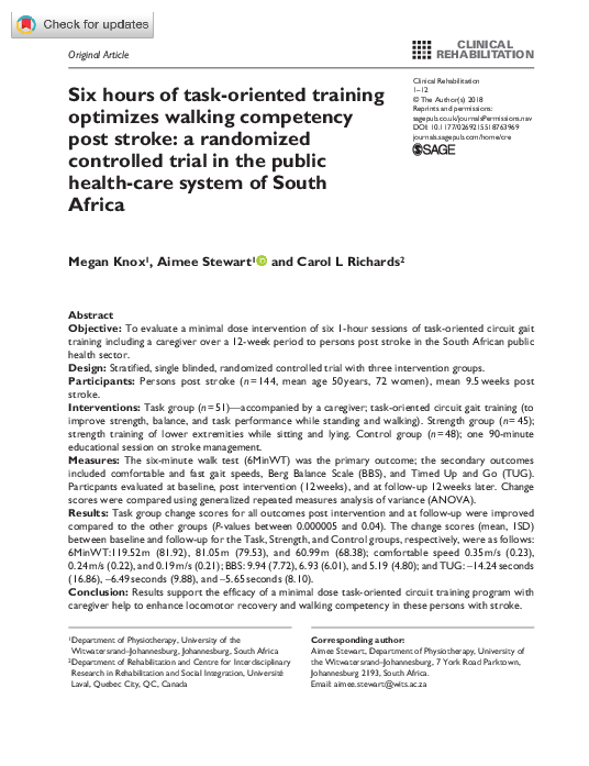 (PDF) Six hours of task-oriented training optimizes walking competency ...