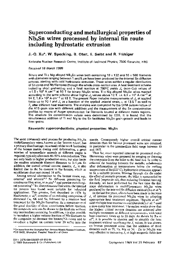 (PDF) Superconducting and metallurgical properties of Nb3Sn wires ...