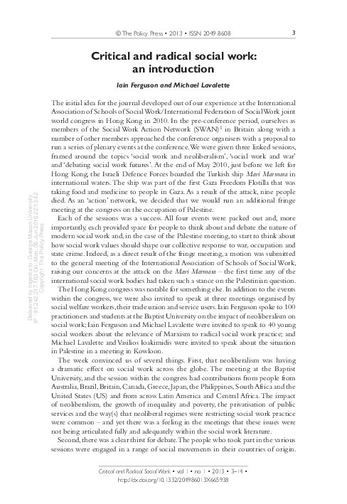 (PDF) Critical and radical social work: an introduction