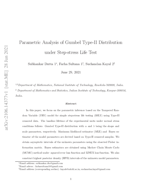 (PDF) Inference for Gumbel Type-II Under Step-Stress