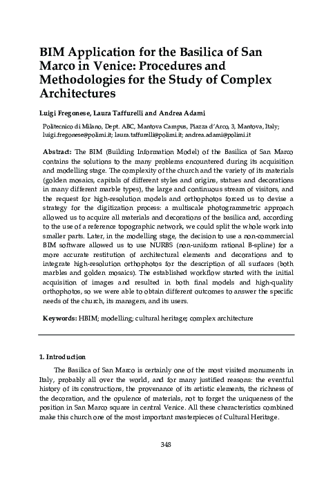 (PDF) BIM Methods for Digitizing Venice's Basilica