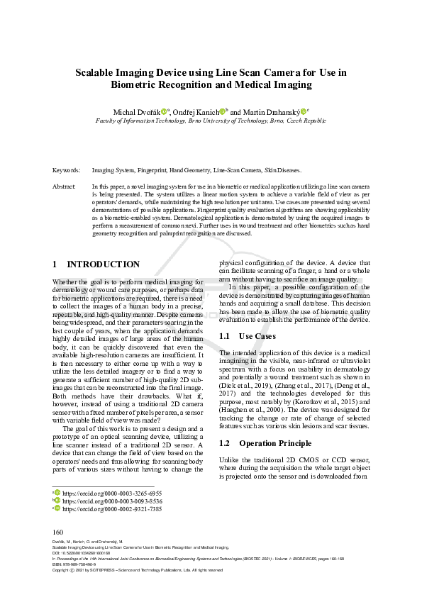 Pdf Scalable Imaging Device Using Line Scan Camera For Use In