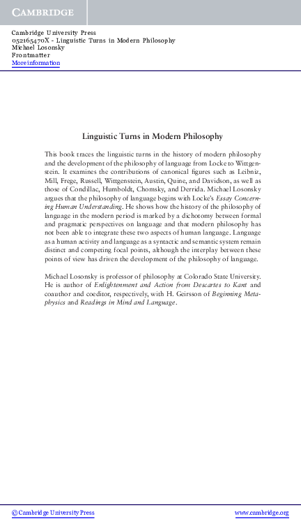 (PDF) Linguistic Turns in Modern Philosophy