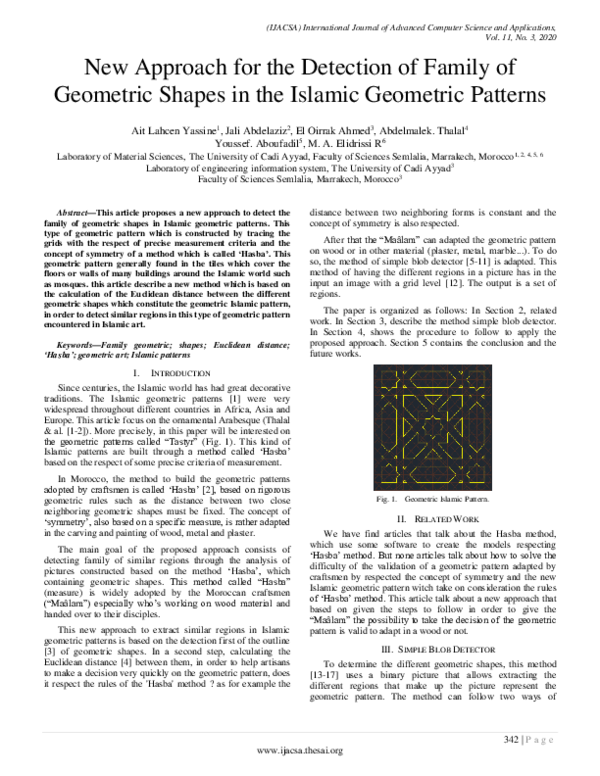 (PDF) New Approach for the Detection of Family of Geometric Shapes in the Islamic Geometric Patterns
