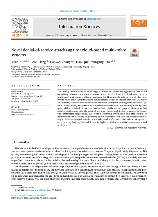 (PDF) Novel denial-of-service attacks against cloud-based multi-robot ...