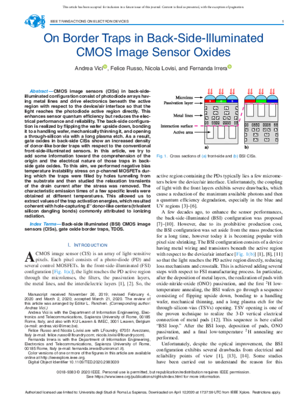 (PDF) On Border Traps in Back-Side-Illuminated CMOS Image Sensor Oxides