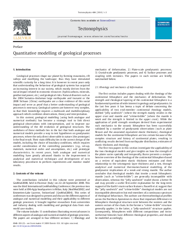 (PDF) Quantitative modelling of geological processes