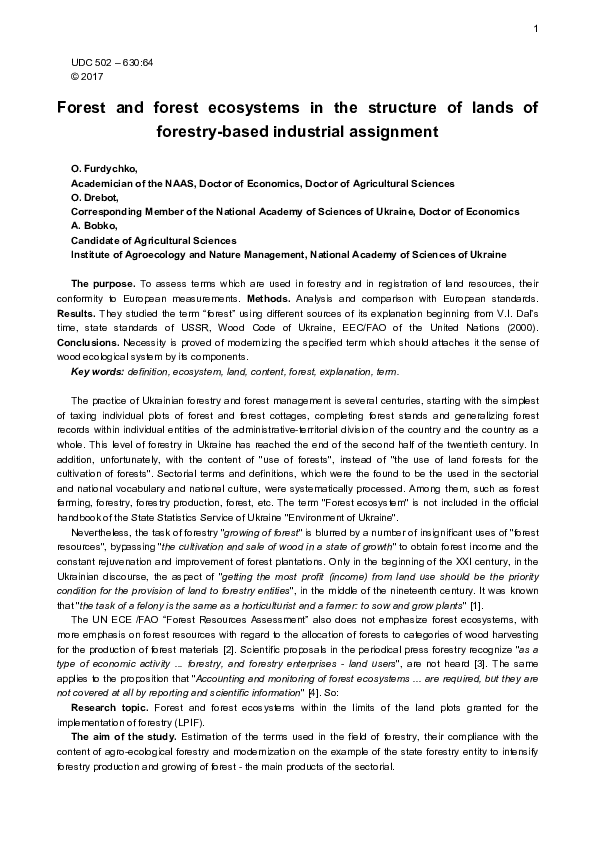 (PDF) Forest and forest ecosystems in the structure of lands of forestry-based industrial assignment