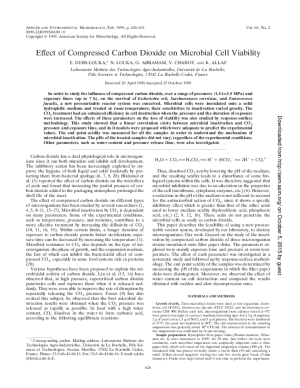 (PDF) Effect of Compressed Carbon Dioxide on Microbial Cell Viability