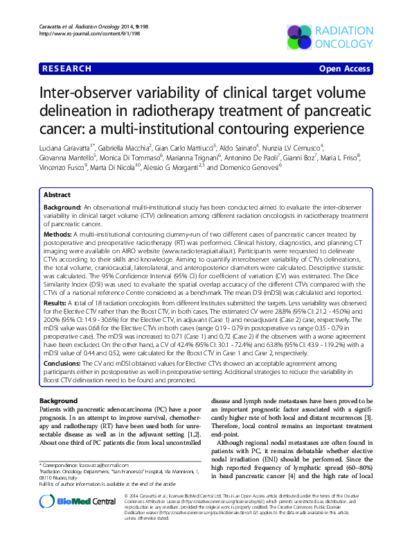 (PDF) Inter-observer variability of clinical target volume delineation ...