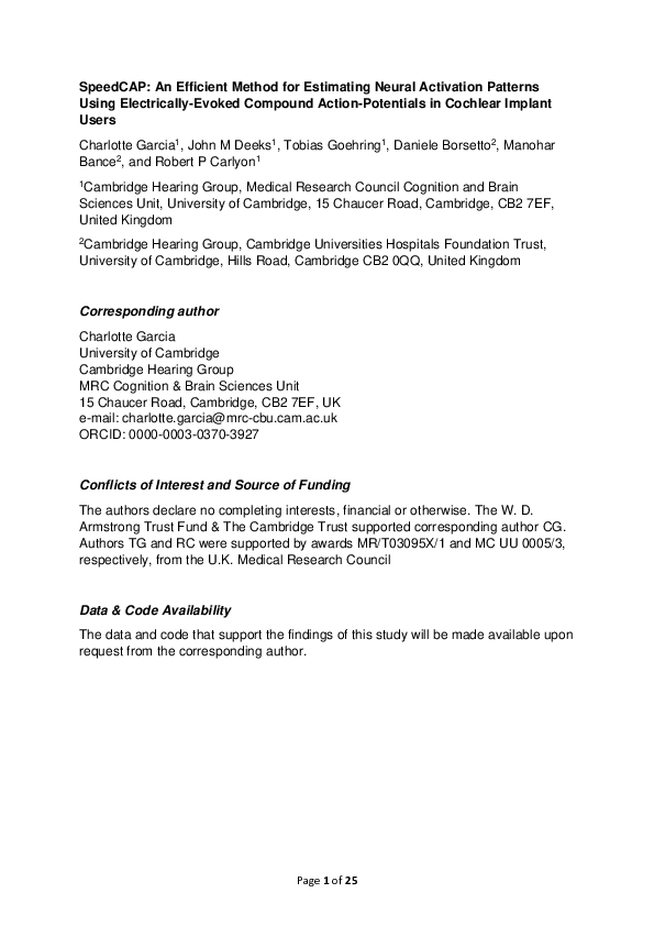 Pdf Speedcap An Efficient Method For Estimating Neural Activation Patterns Using Electrically