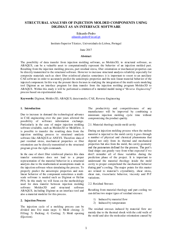 (PDF) Structural Analysis of Injection Molded Components Using Digimat ...