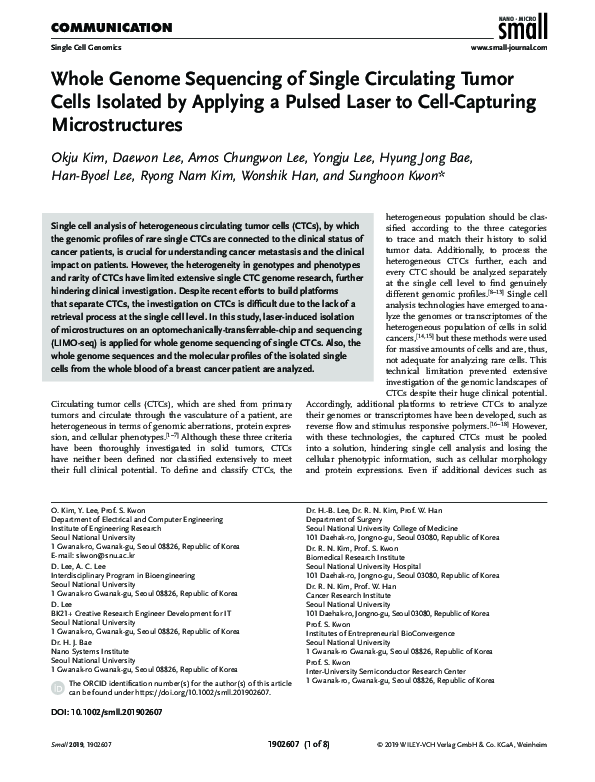 (PDF) Whole Genome Sequencing of Single Circulating Tumor Cells ...