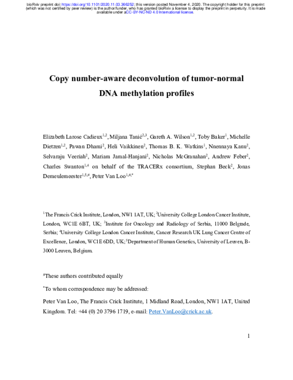 Copy Number Aware Deconvolution Of Tumor Normal Dna Methylation Profiles