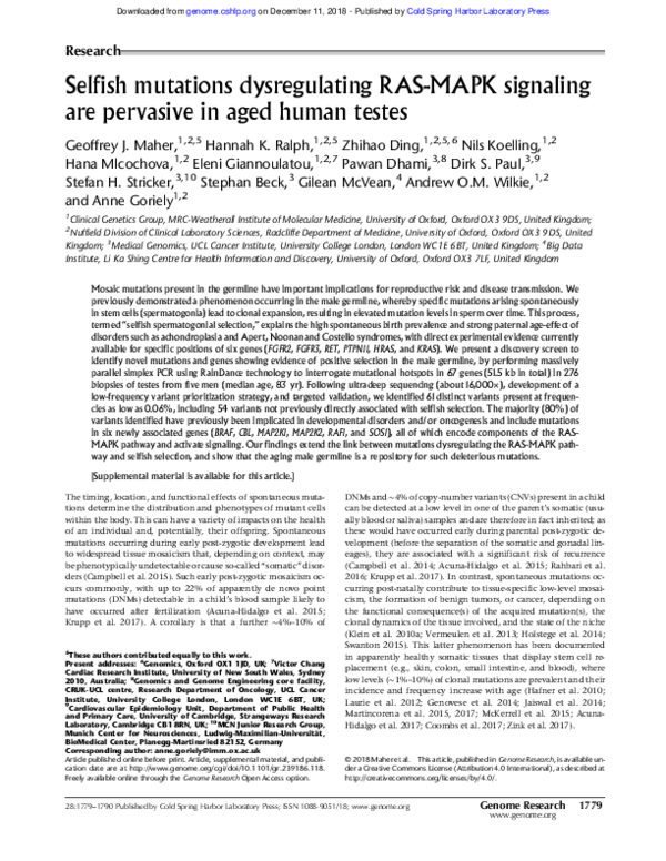 (PDF) Selfish mutations dysregulating RAS-MAPK signaling are pervasive ...