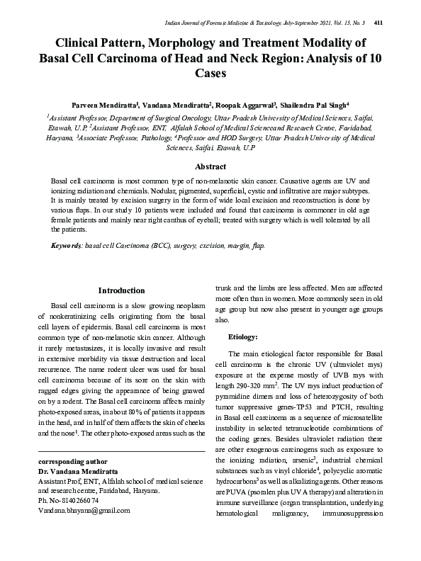 (PDF) Clinical Pattern, Morphology and Treatment Modality of Basal Cell Carcinoma of Head and ...