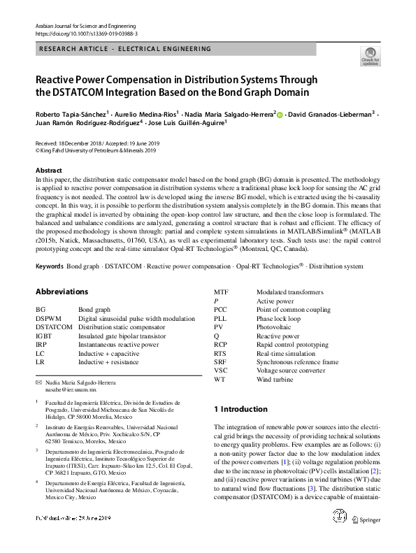 (PDF) Reactive Power Compensation in Distribution Systems Through the ...