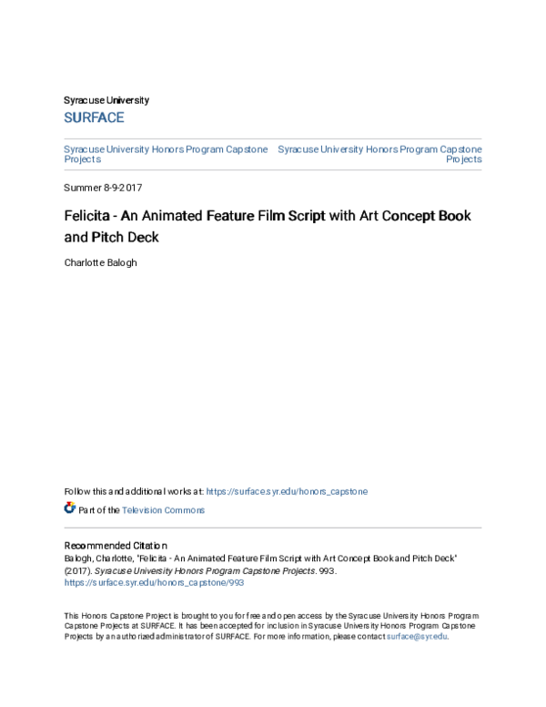 (PDF) Felicita - An Animated Feature Film Script with Art Concept Book ...