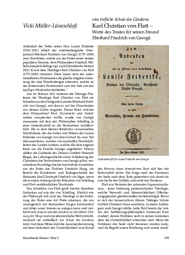 (PDF) Karl Christian von Flatt | Vicki Müller-Lüneschloß - Academia.edu