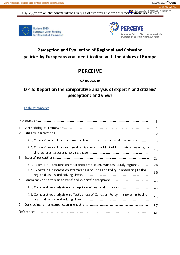 (PDF) PERCEIVE project - Deliverable D4.5 "Report on the comparative ...