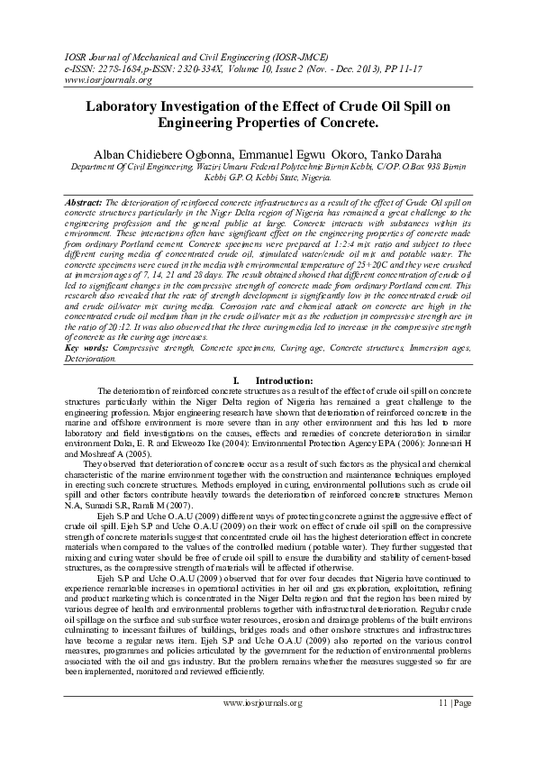 (PDF) Laboratory Investigation of the Effect of Crude Oil Spill on ...